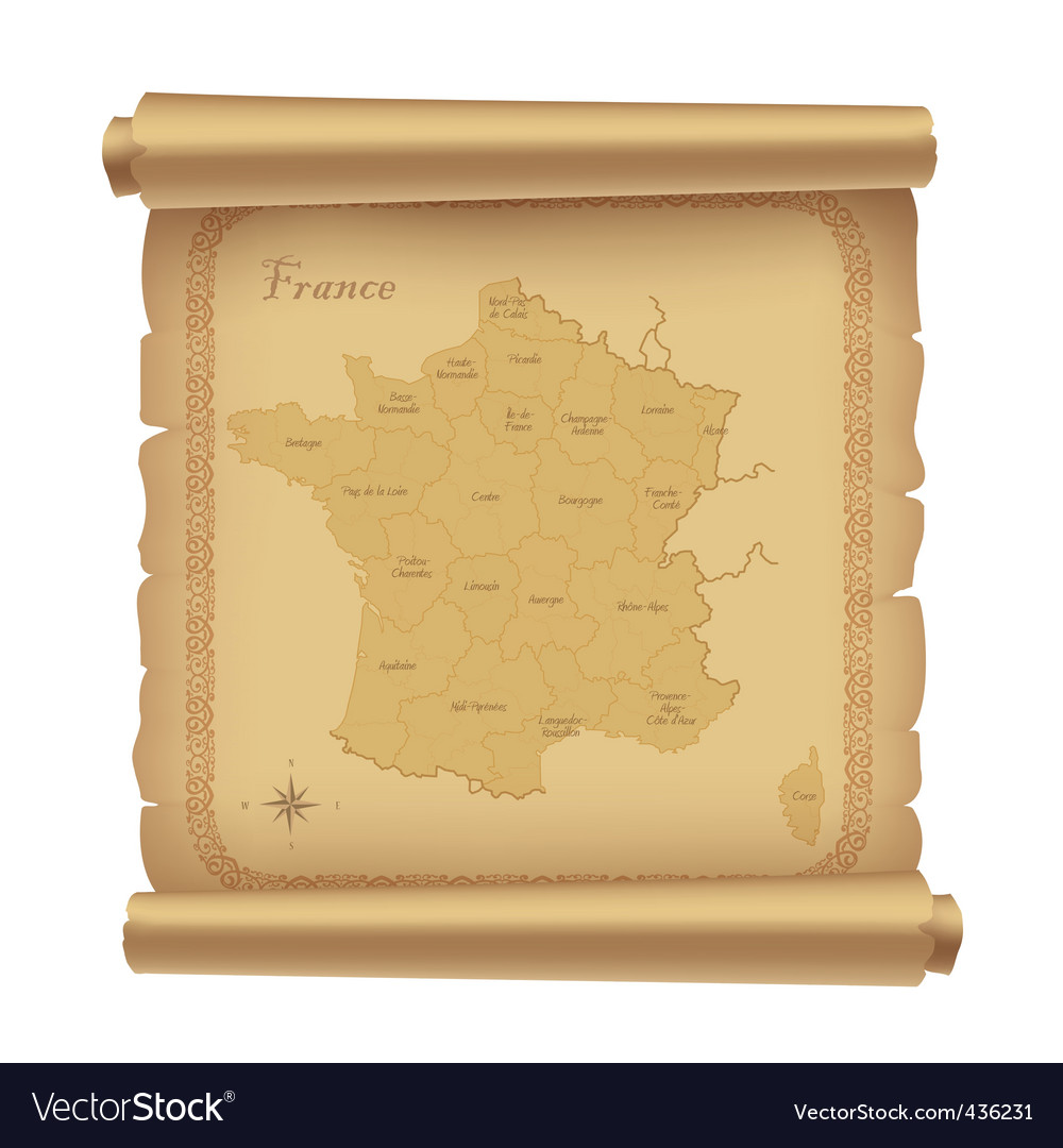 Antique Parchment Map Scroll Royalty Free Vector Image