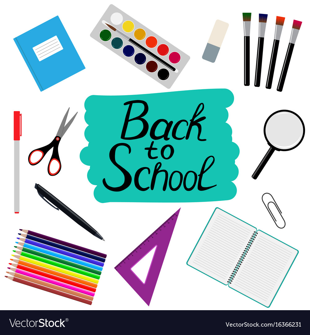 Back to school design set supplies Royalty Free Vector Image