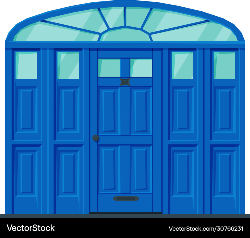 Classic blue door vintage style facade design Vector Image