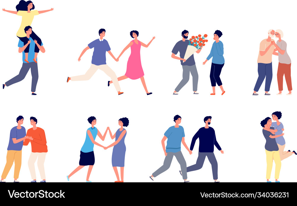 Different couples in love couple lifestyles flat Vector Image