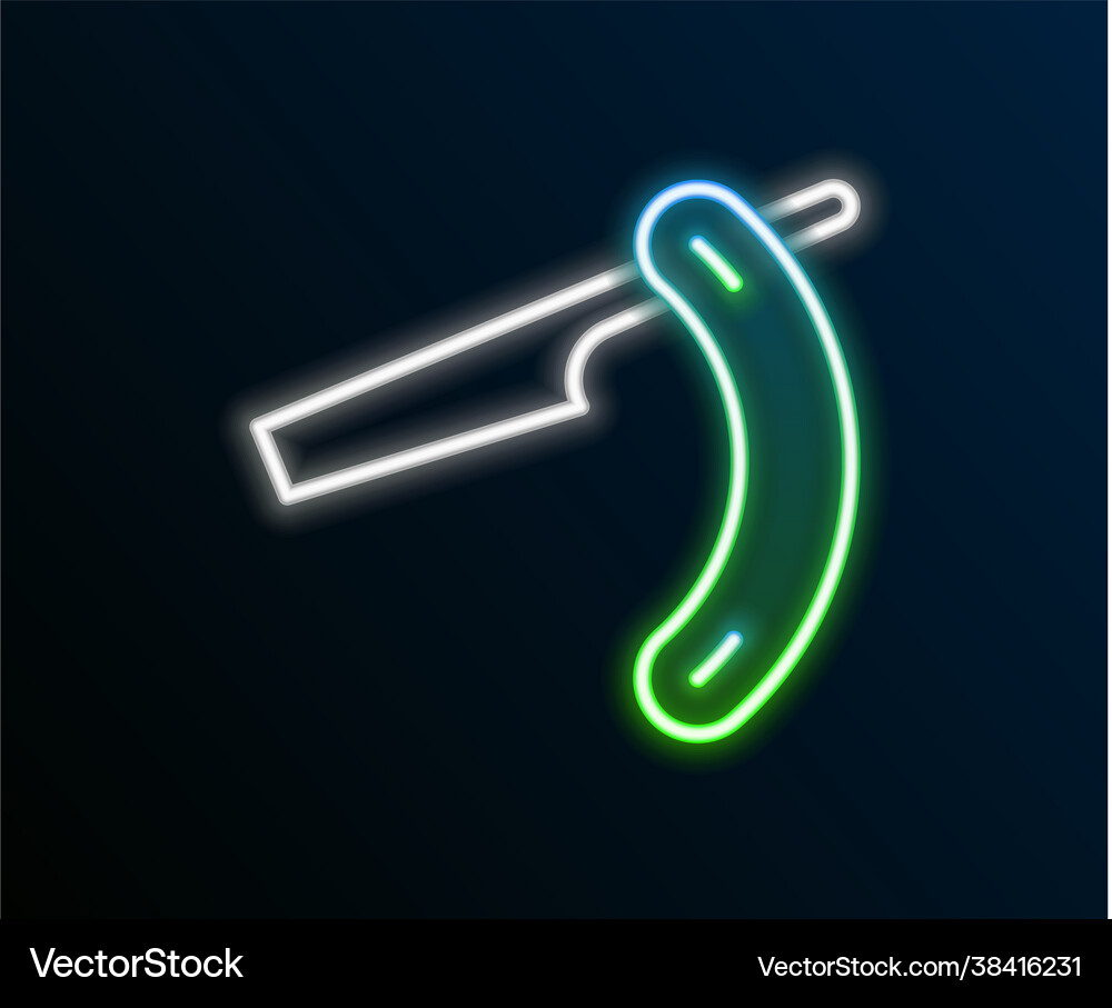 Glowing neon line straight razor icon isolated Vector Image