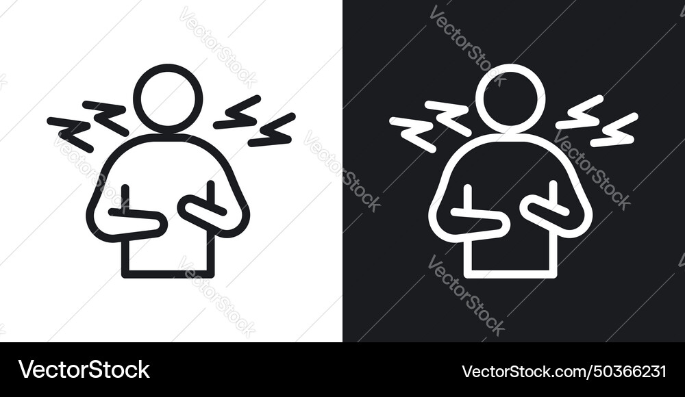 Heart attack icon set chest pain palpitation Vector Image