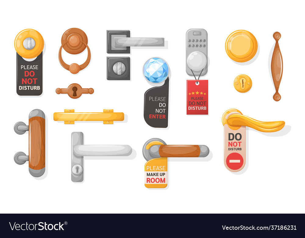 Hotel handle door room set knobs with do Vector Image