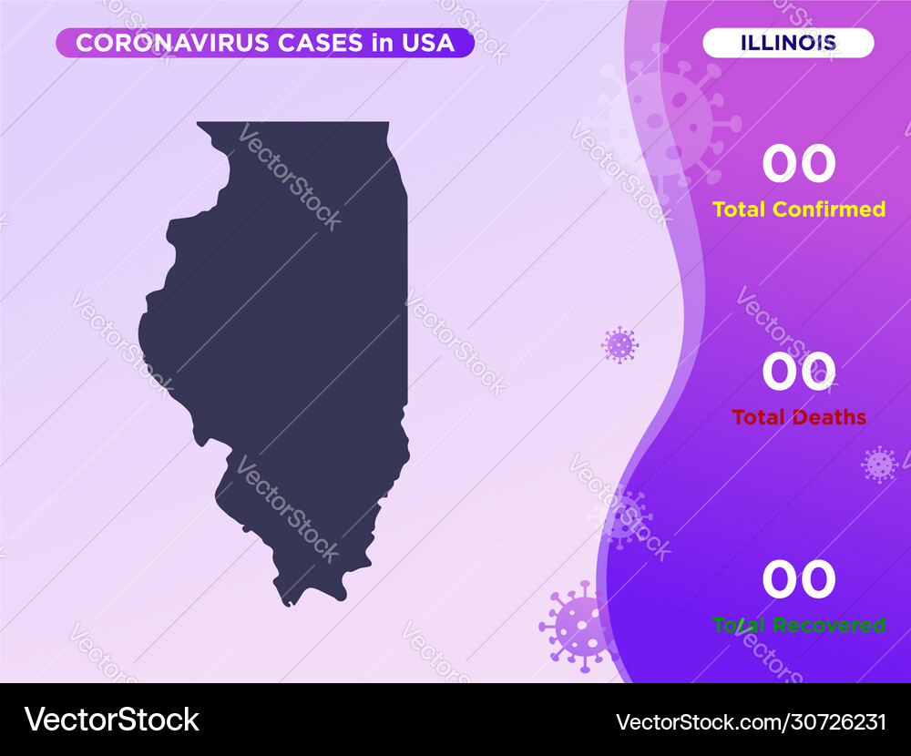 Illinois map covid-19 corona virus infographic Vector Image