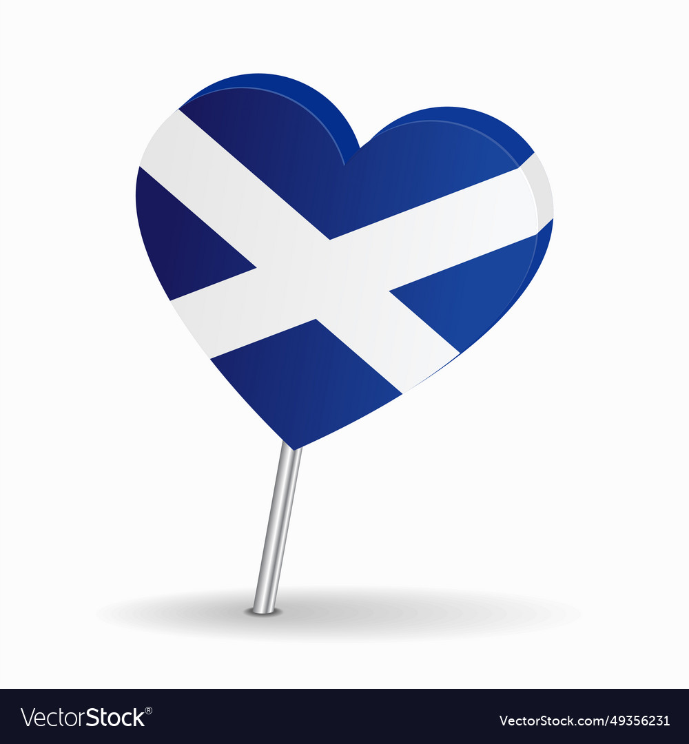 Scottish flag heart-shaped map pointer layout Vector Image