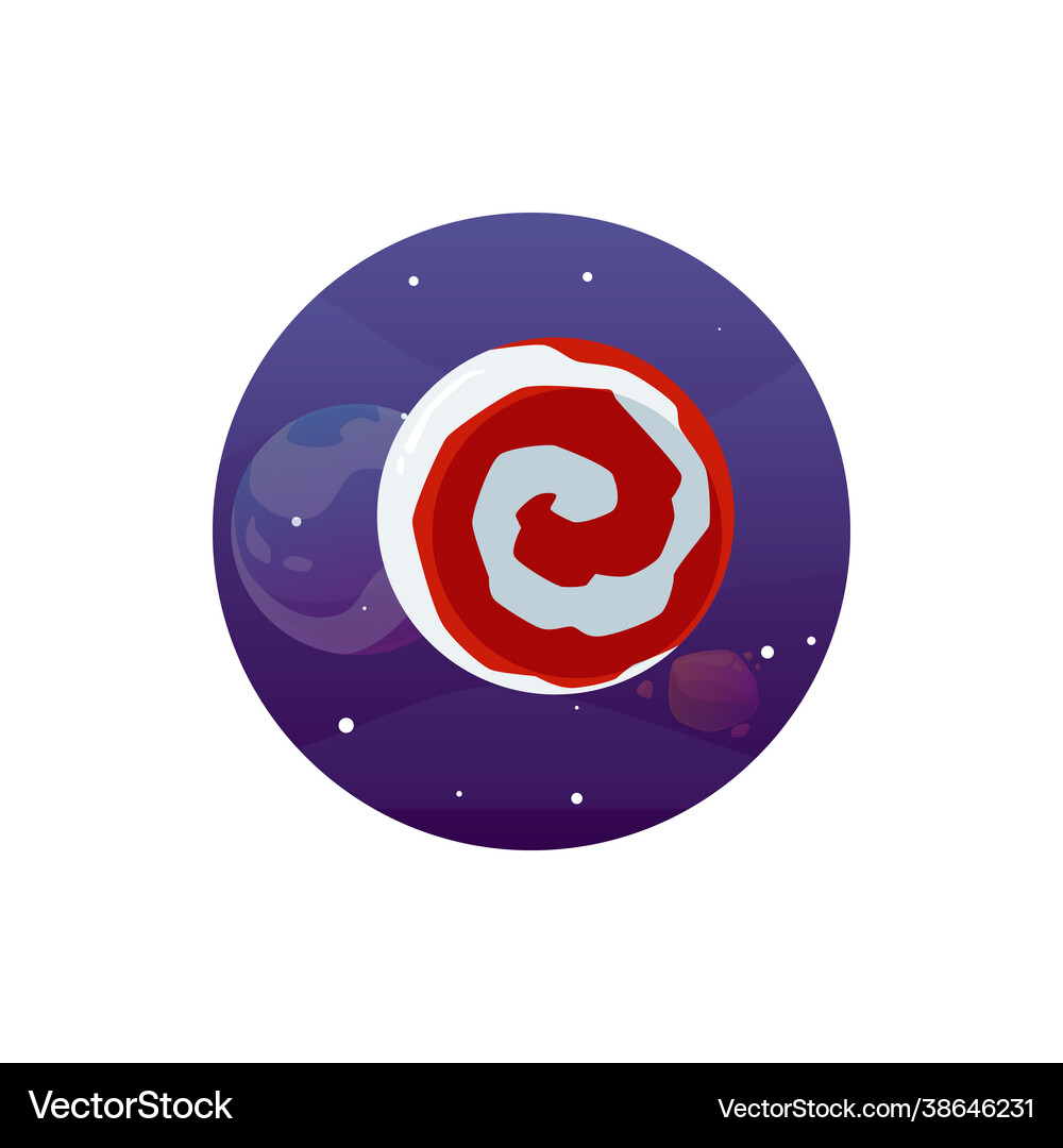Sticker with fantasy candy planet in space flat Vector Image