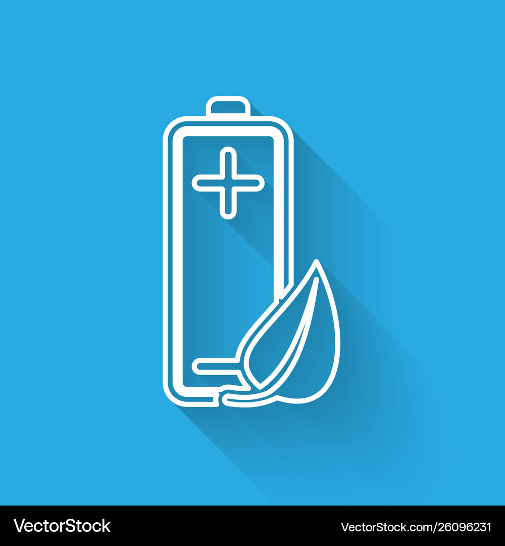White eco nature leaf and battery line icon Vector Image