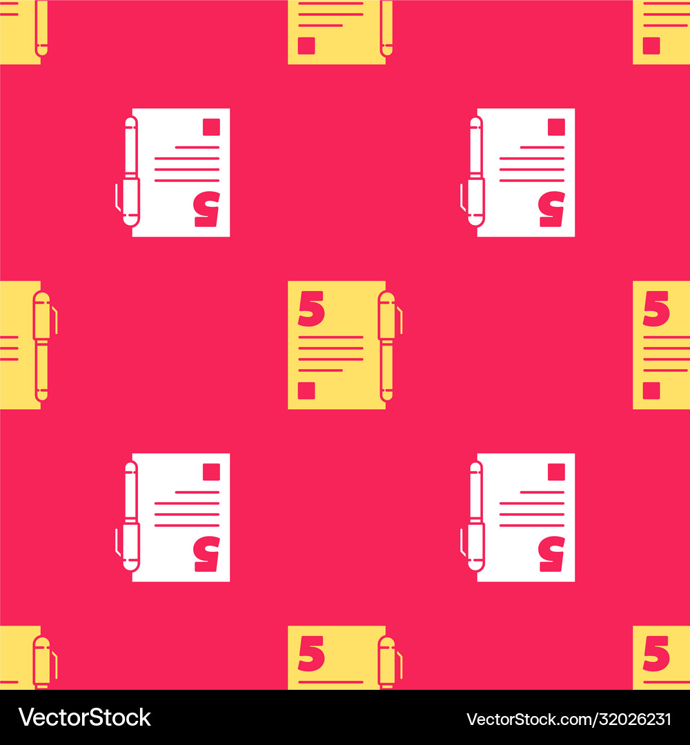 Yellow test or exam sheet and pen icon isolated Vector Image