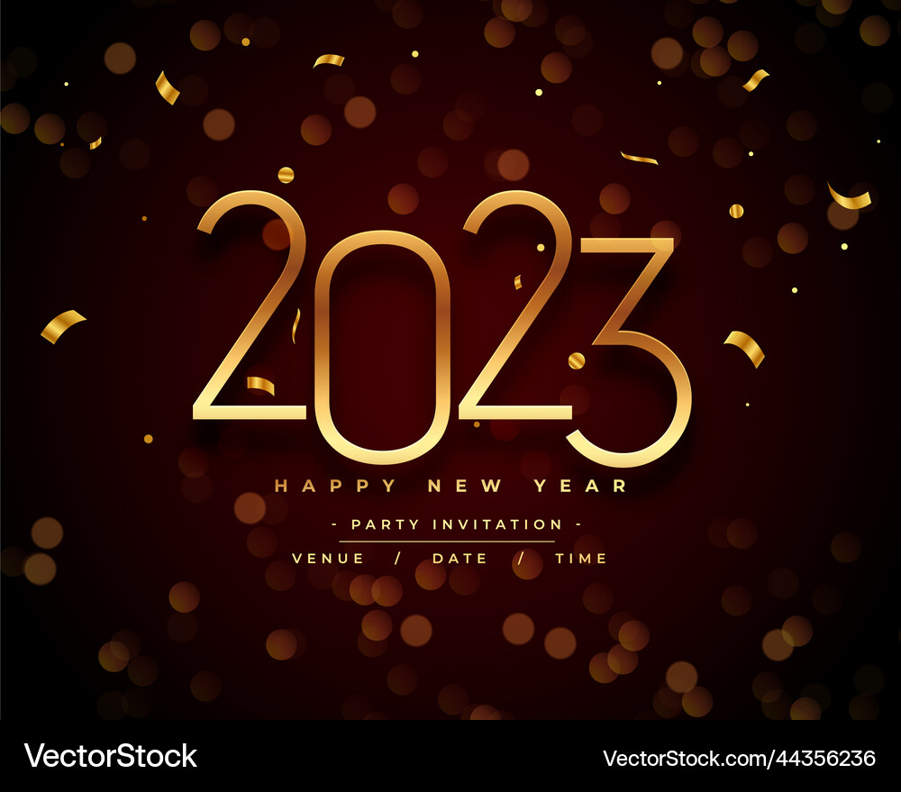 2023 new year background with confetti and bokeh Vector Image