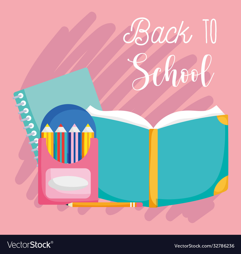 Back to school open book notebook and color Vector Image