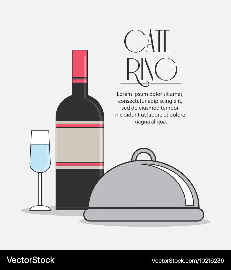 Bottle cocktail drink plate catering icon Vector Image