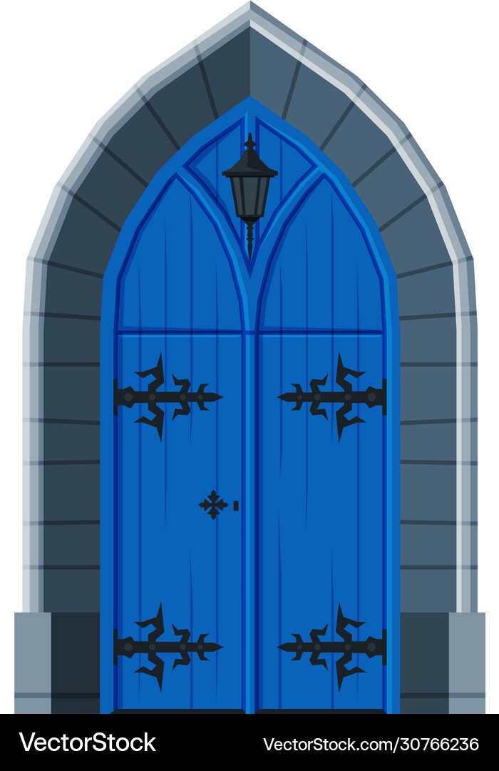 Classic blue double door vintage style facade Vector Image