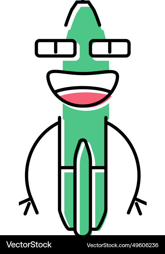 Cute pen character color icon Royalty Free Vector Image