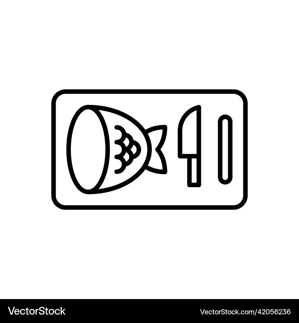 Cutting fish fillet line icon linear style sign Vector Image