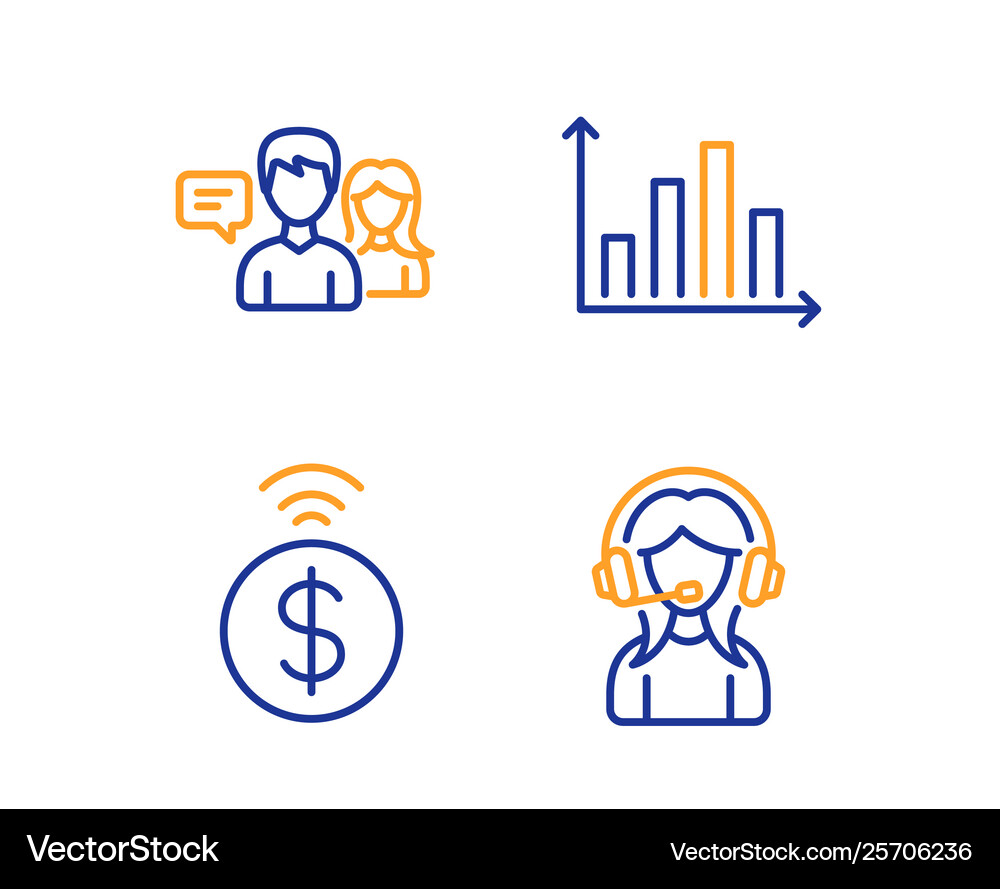 Diagram graph people talking and contactless Vector Image