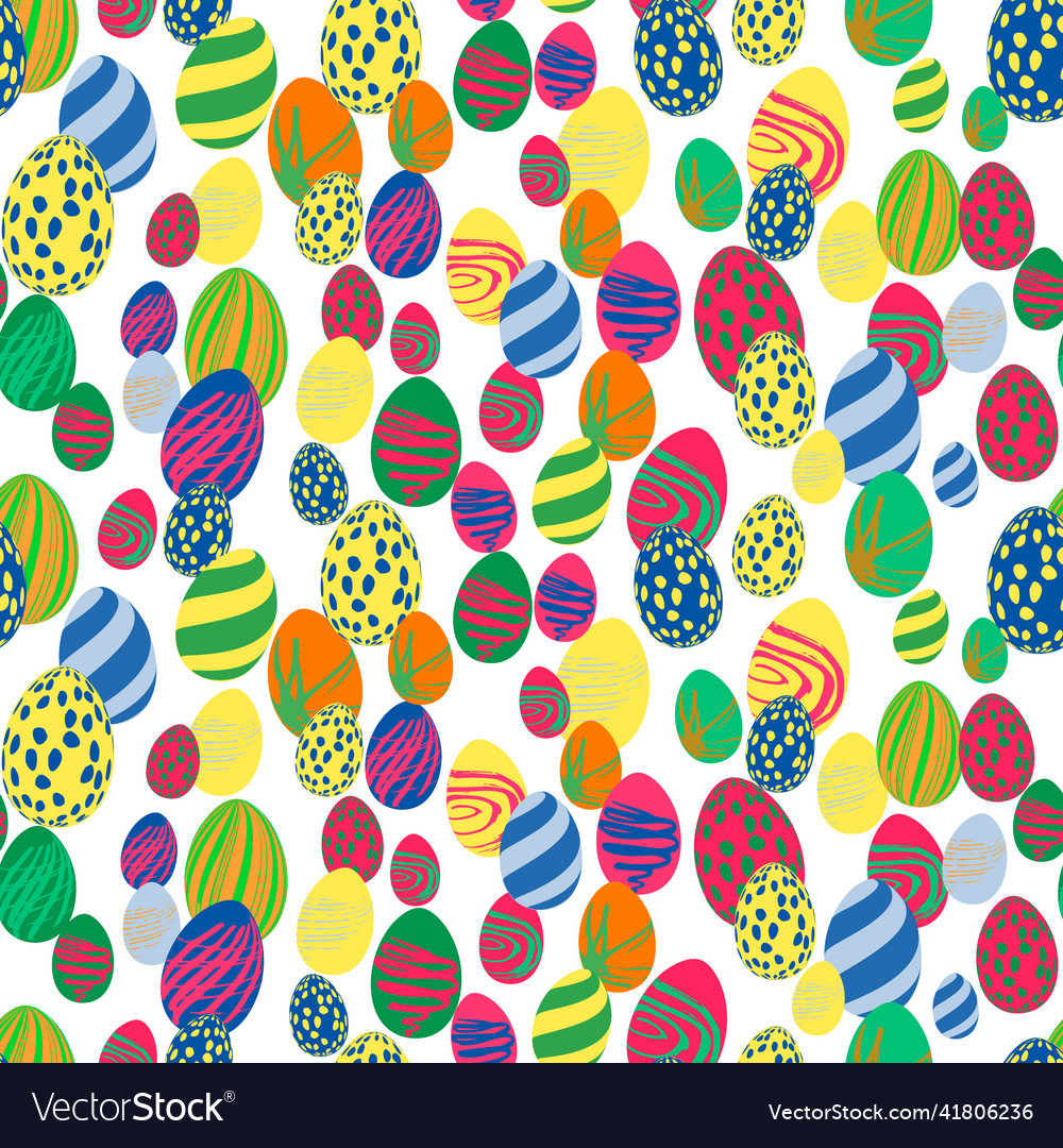 Doodle easter eggs seamless pattern Royalty Free Vector