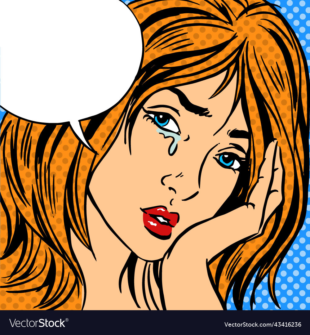 Girl Cry Pop Art Vintage Comic Royalty Free Vector Image