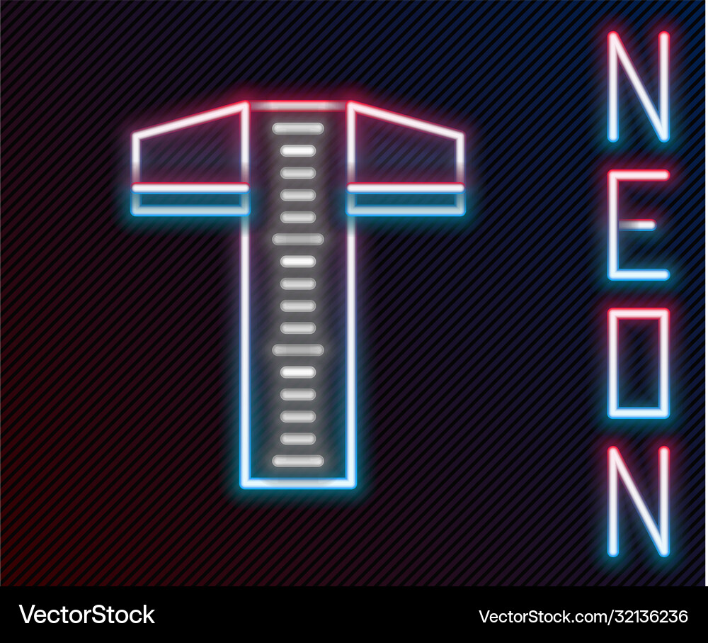 Glowing neon line t-square line for professional Vector Image
