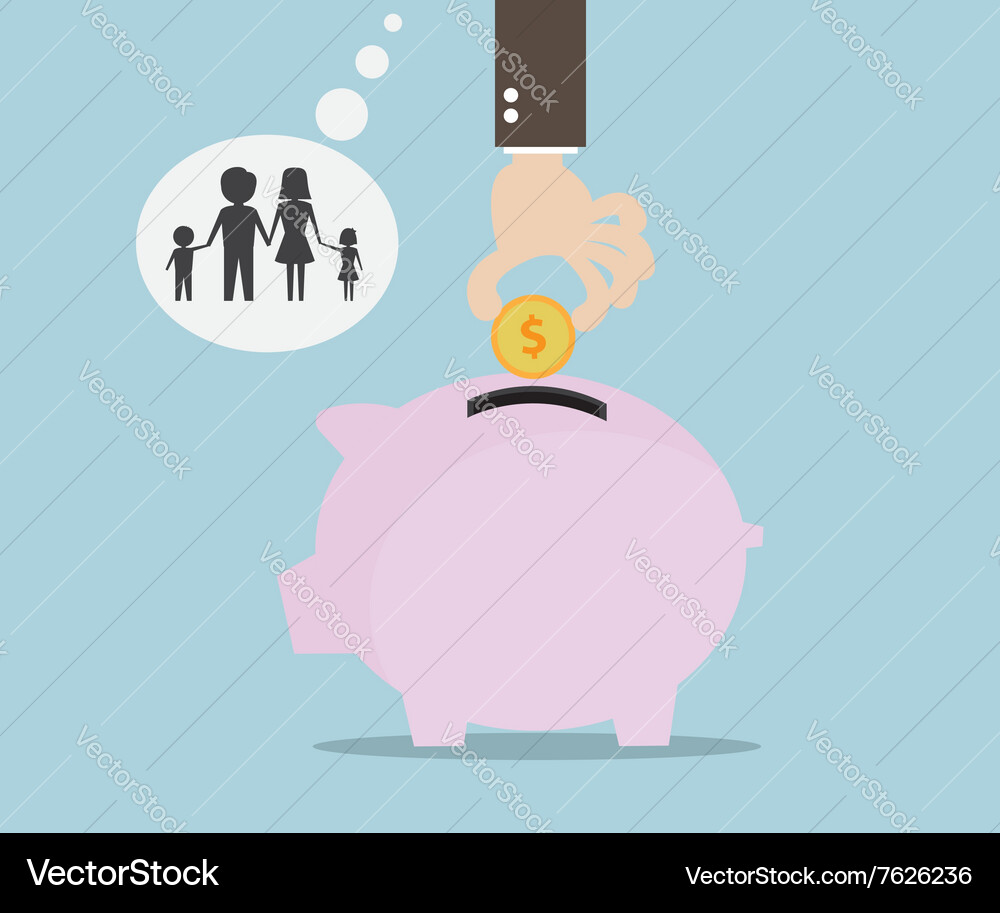 Hand saving money for family concept Royalty Free Vector