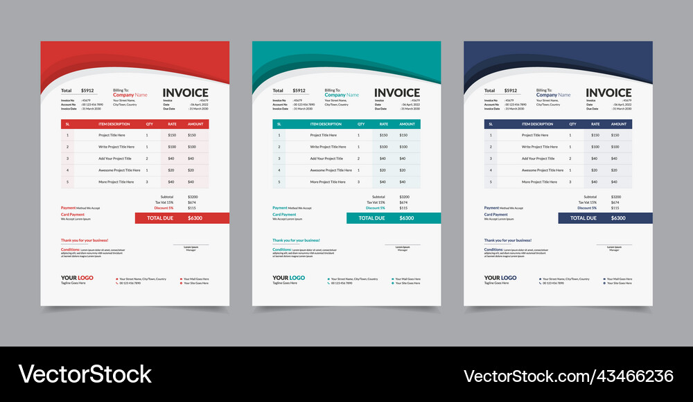 Modern corporate business style invoice design Vector Image