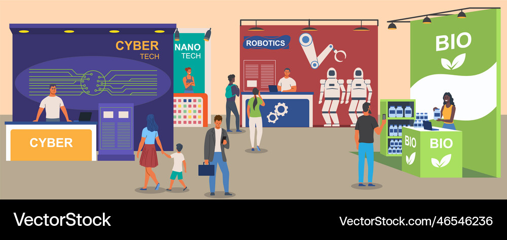 People at business exhibition Royalty Free Vector Image