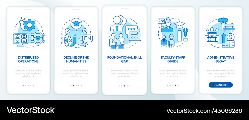 Problems in higher education blue onboarding Vector Image