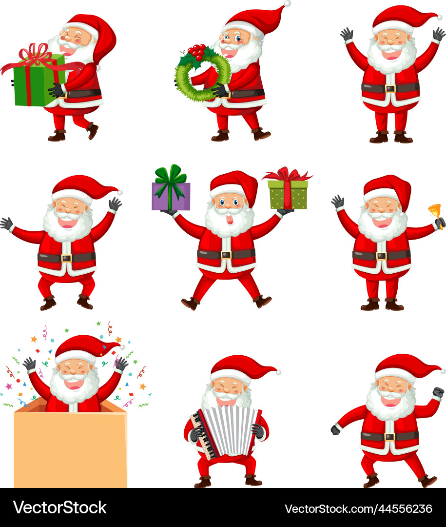 Santa claus cartoon character set Royalty Free Vector Image