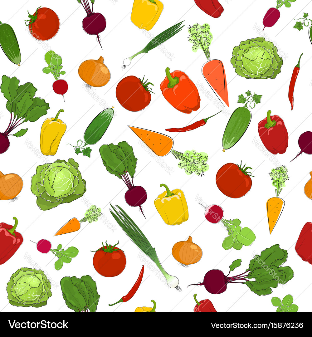 Seamless pattern of fresh vegetables Royalty Free Vector