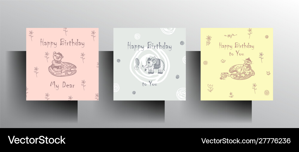 Set greeting card templates design in pastel Vector Image