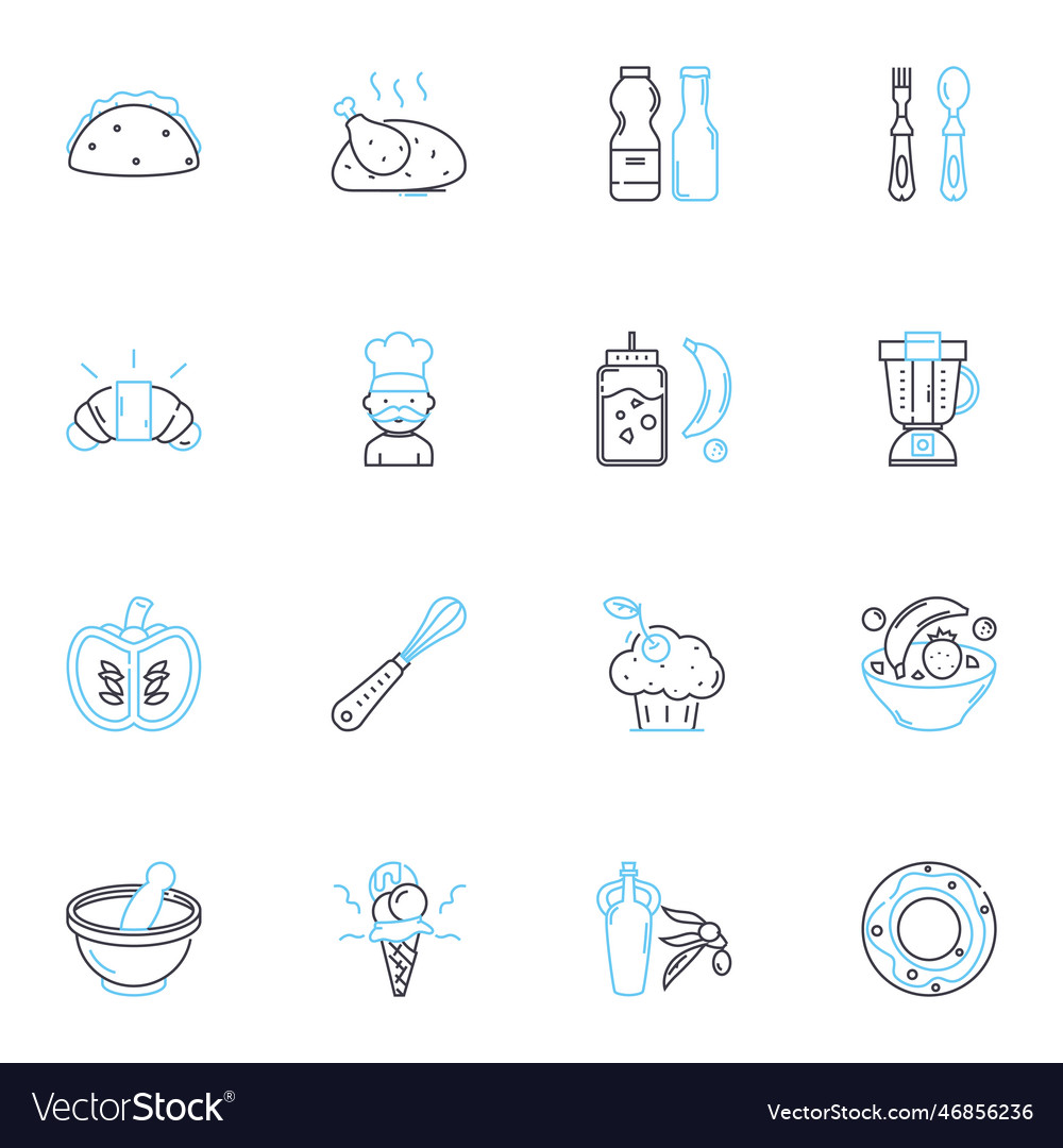 Tableware Linear Icons Set Plate Bowl Glass Vector Image 