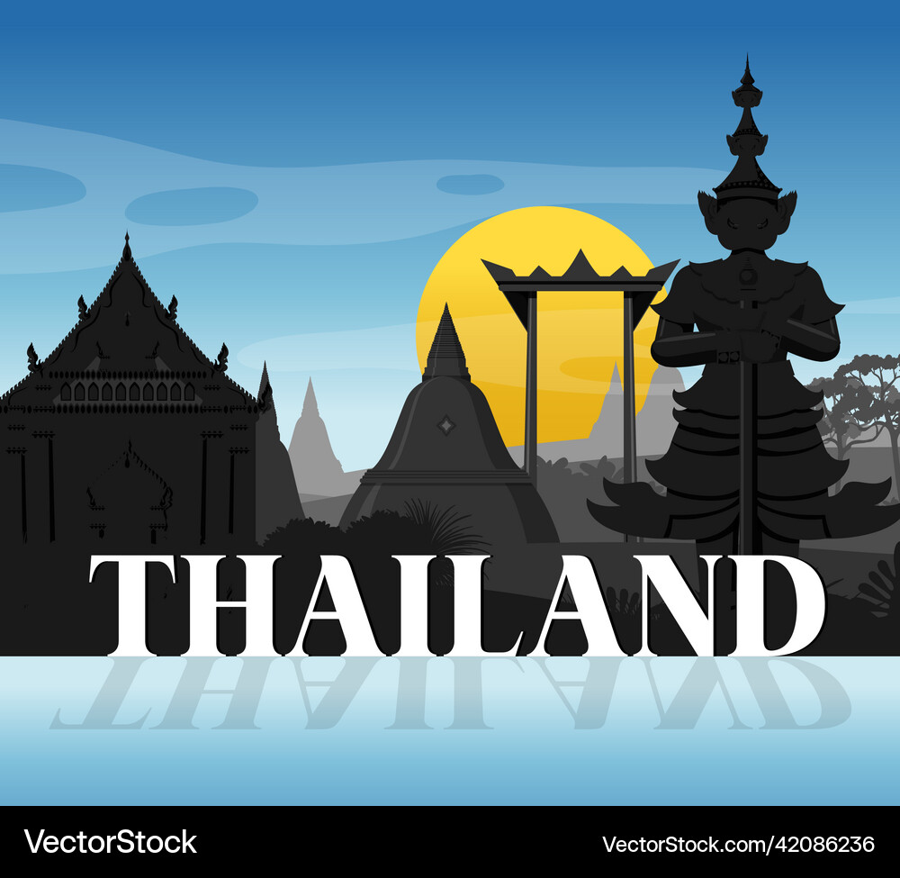 Thailand iconic tourism attraction background Vector Image