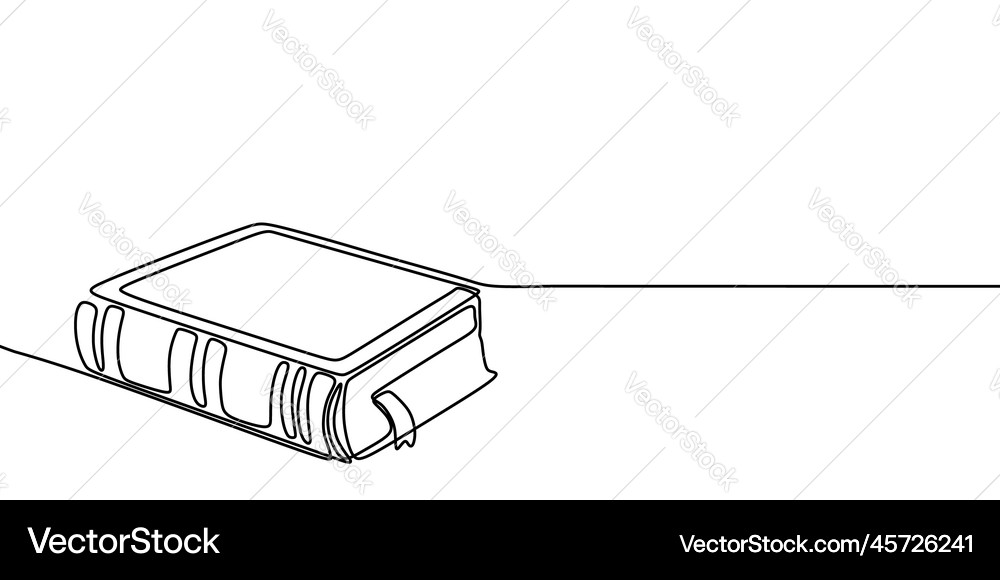 Book one line drawing banner continuous hand Vector Image