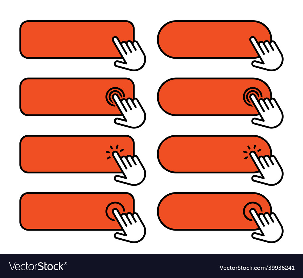 Click blank button with hand pointer clicking Vector Image