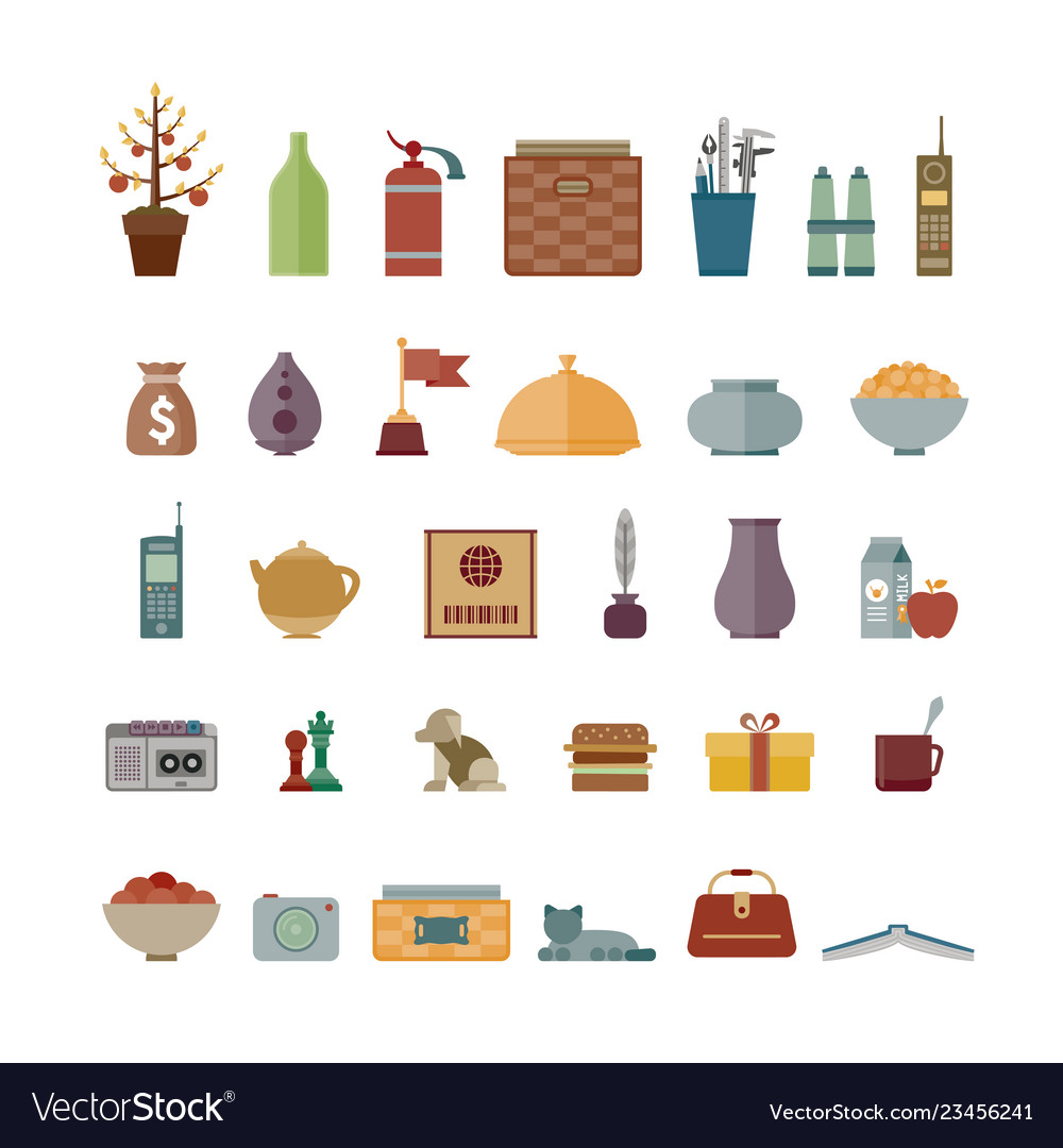 Common interior objects set in flat style Vector Image