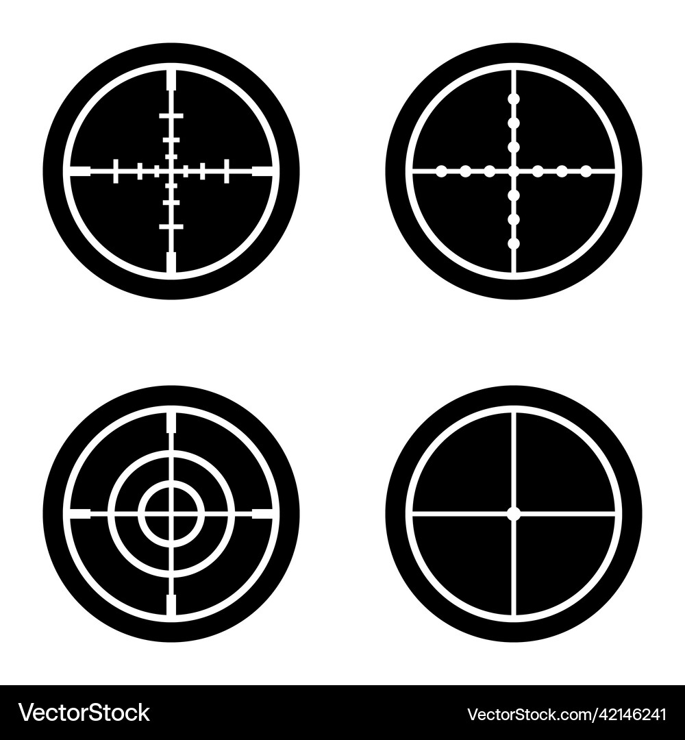 Crosshairs glyph flat icon set isolated on white Vector Image