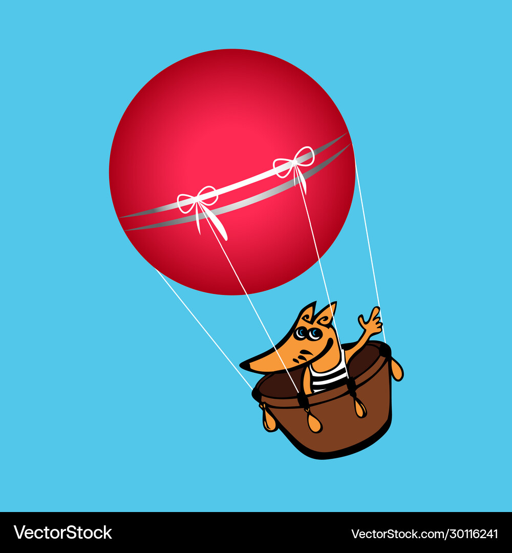 Dog is flying in a balloon Royalty Free Vector Image