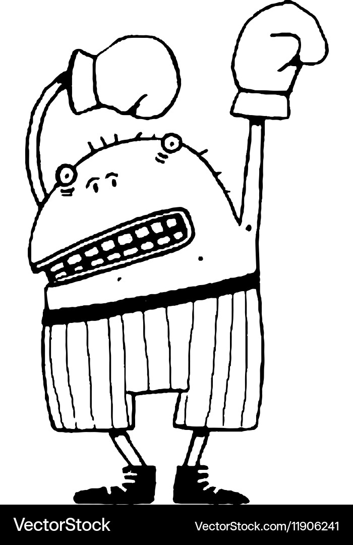 Fun happy boxer monster character winner Vector Image