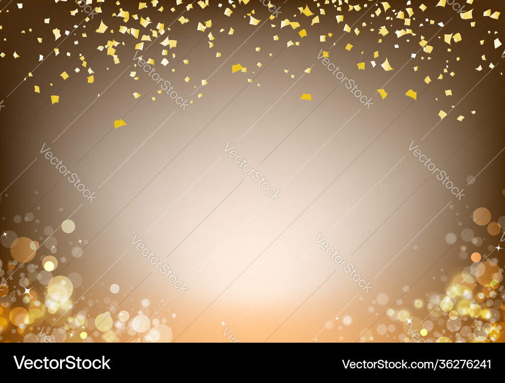Gold confetti paper falling reward with blurry Vector Image