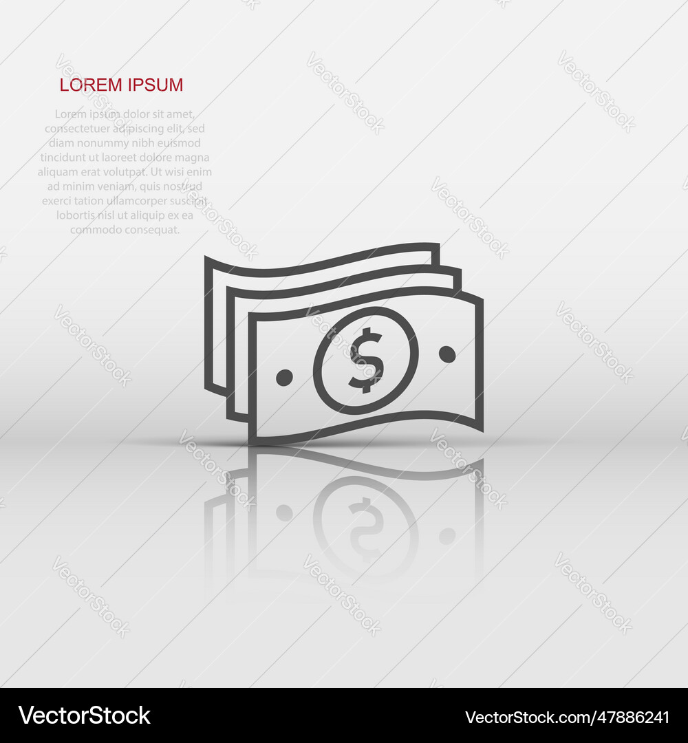 Money stack icon in flat style exchange cash on Vector Image