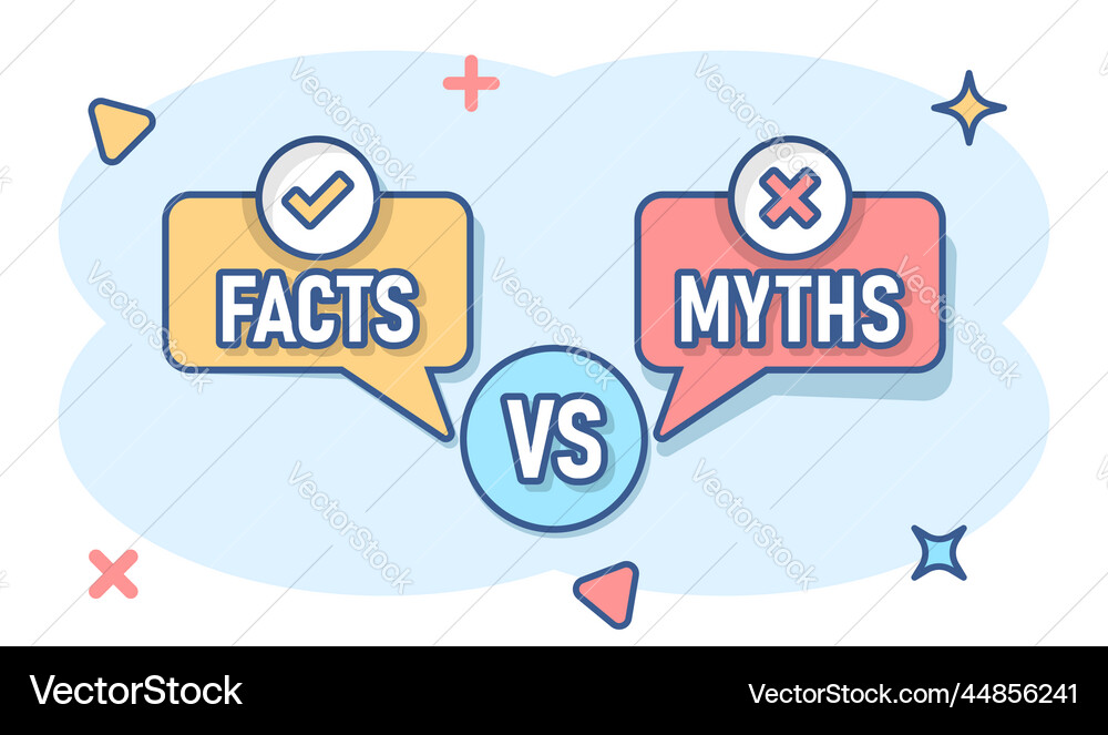 Myths vs facts icon in comic style true or false Vector Image