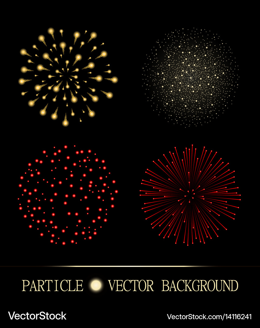 Red and yellow fireworks set on chess style Vector Image