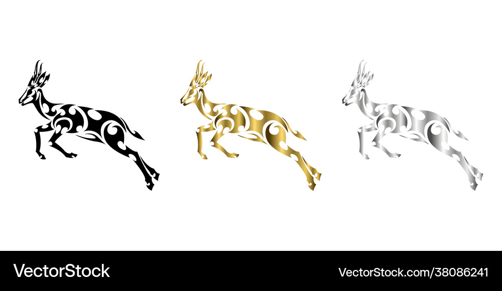 Three color black gold silver line art Royalty Free Vector