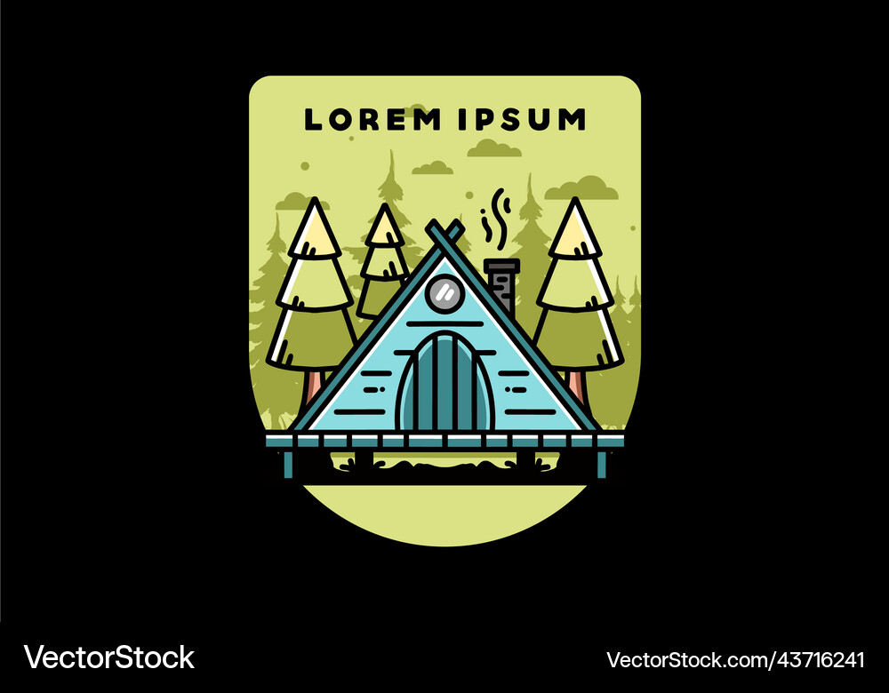 Triangle wooden cabin between pine tress design Vector Image