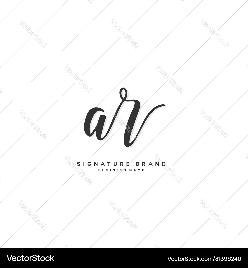 A r ar initial letter handwriting and signature Vector Image