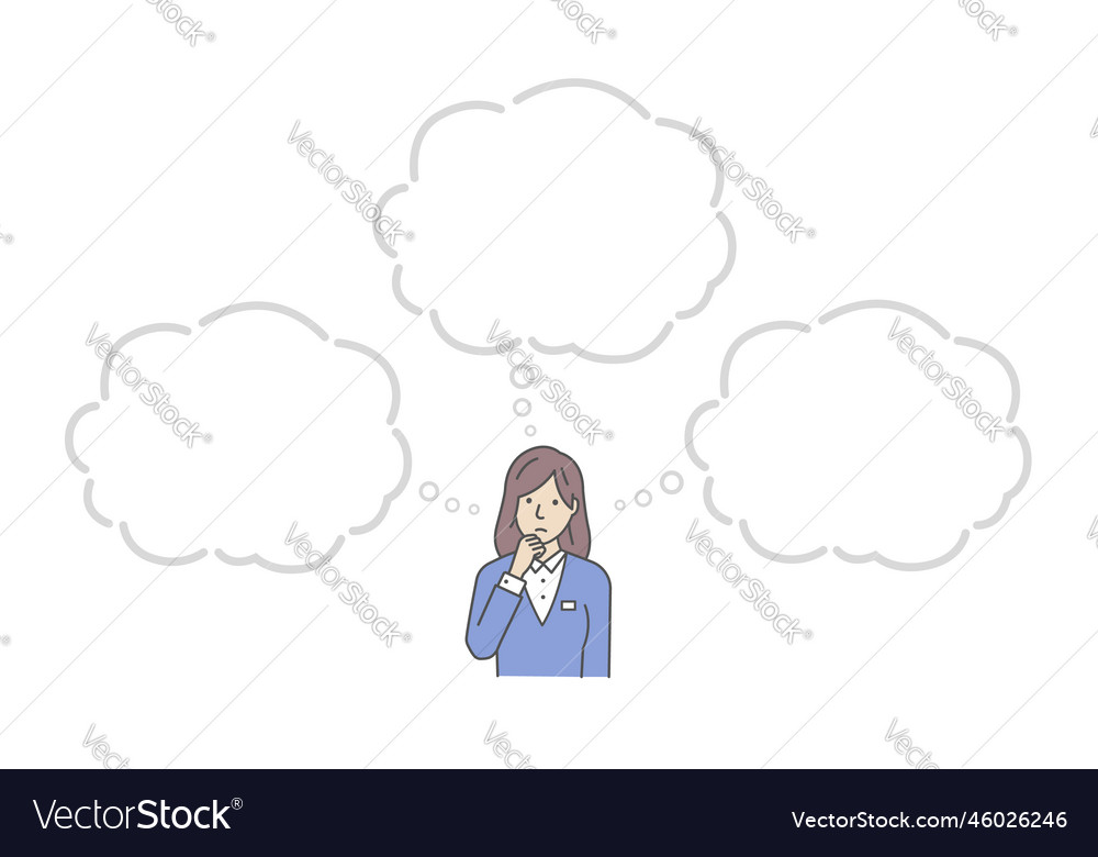 A Thinking Businesswoman With Speech Bubbles Vector Image 