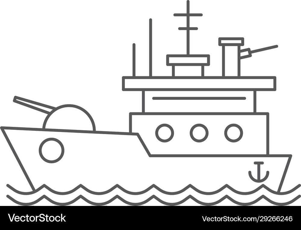 Battleship icon navy symbol isolated on white Vector Image