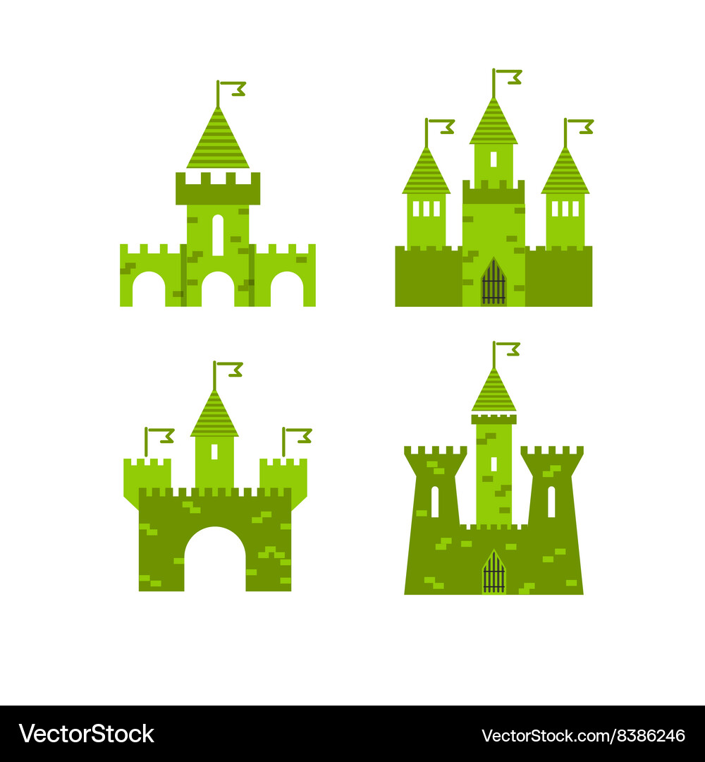 Castle set Castle tower logo Castle turret with Vector Image