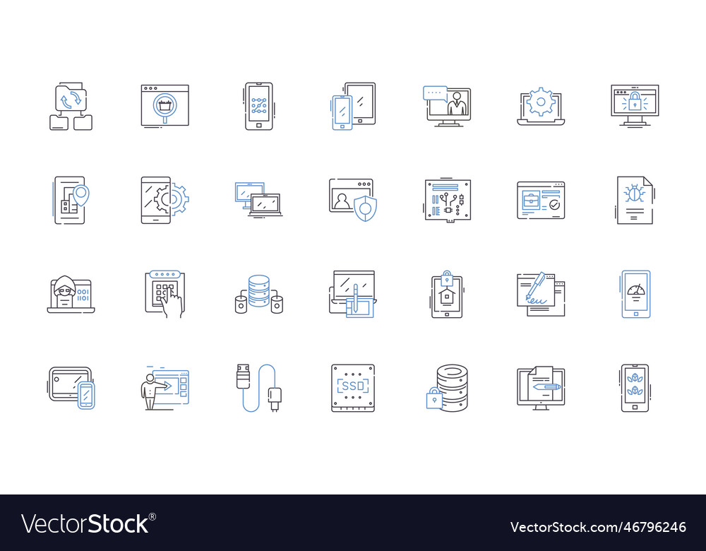 Cloud development line icons collection Royalty Free Vector
