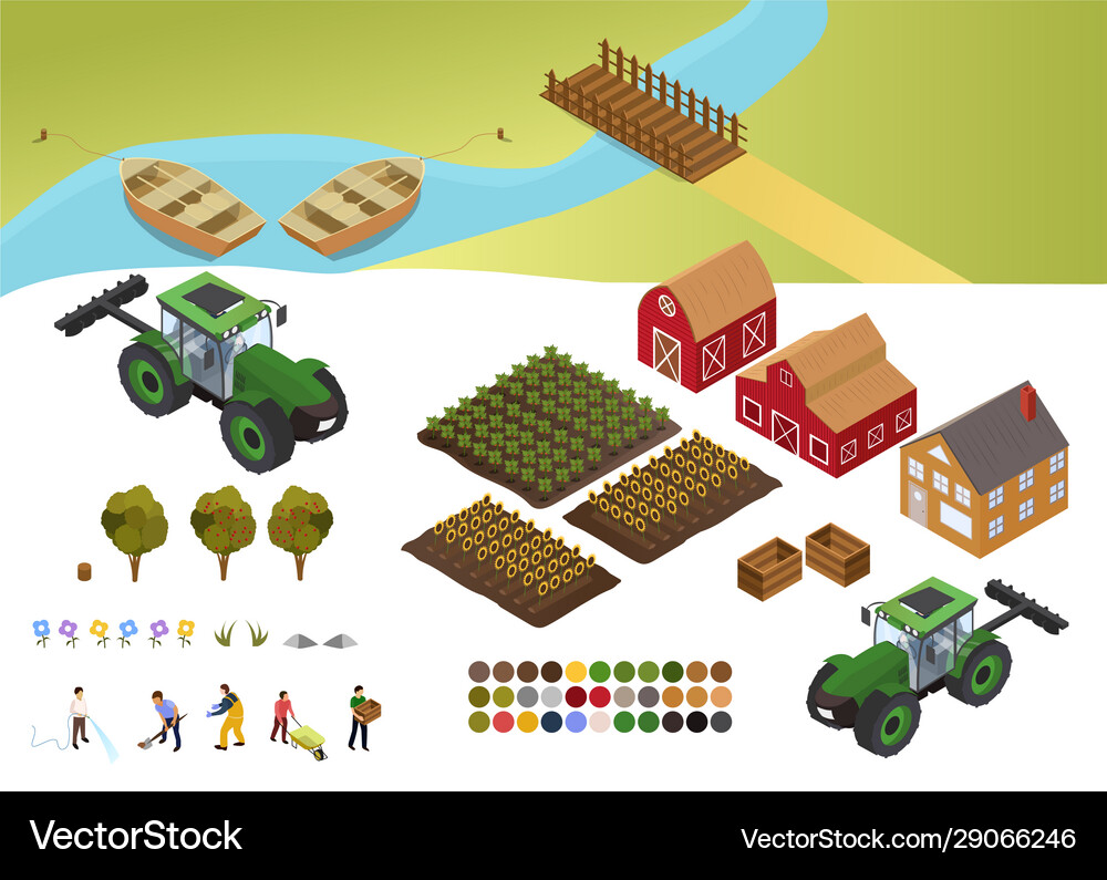Colorful design elements for farm and agriculture Vector Image