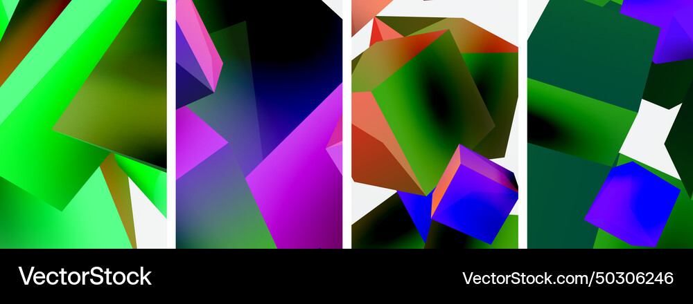 Composition of 3d cubes and other geometric Vector Image
